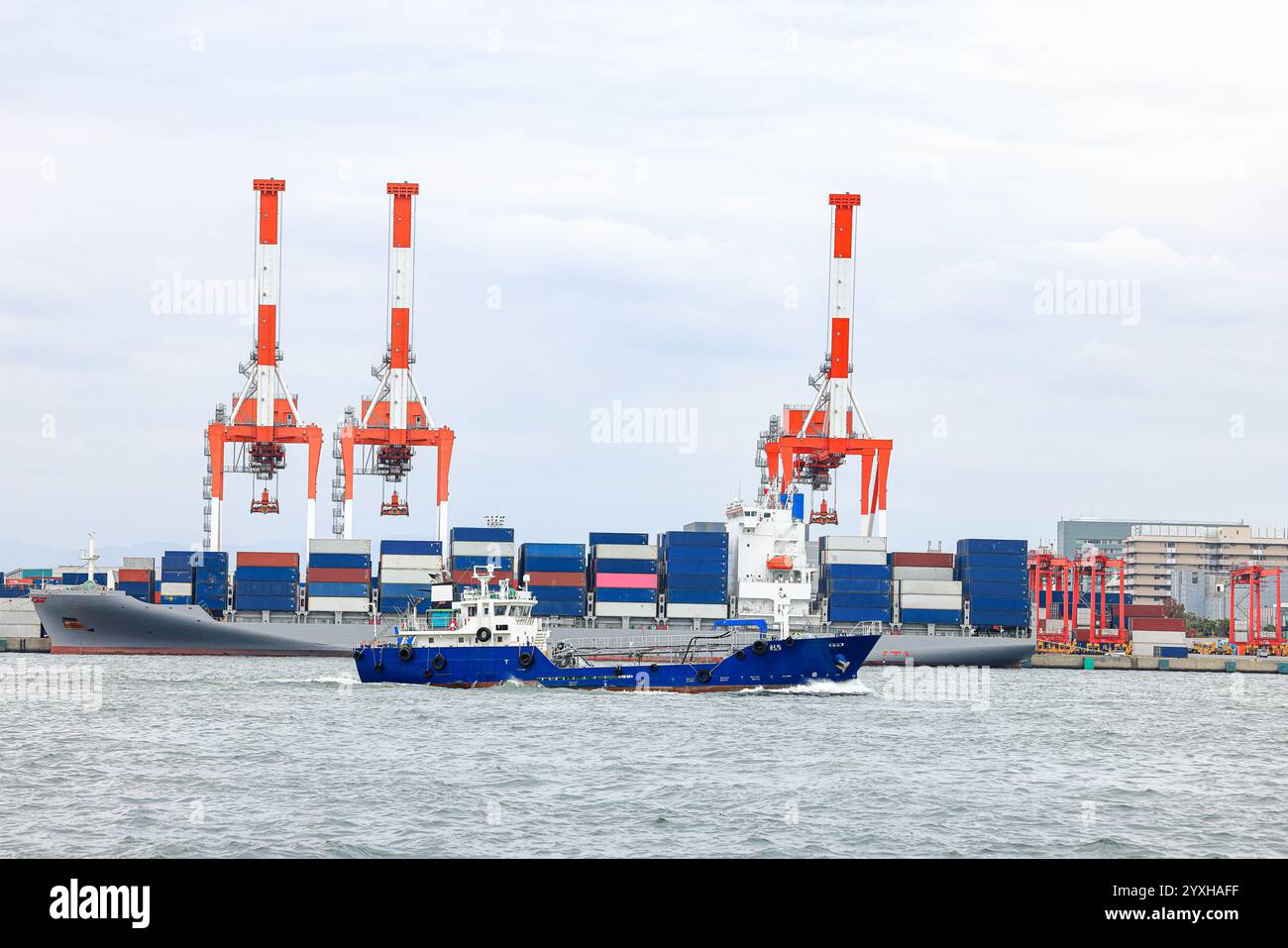 Container port at Osaka Japan, container crane at Industrial port for ...