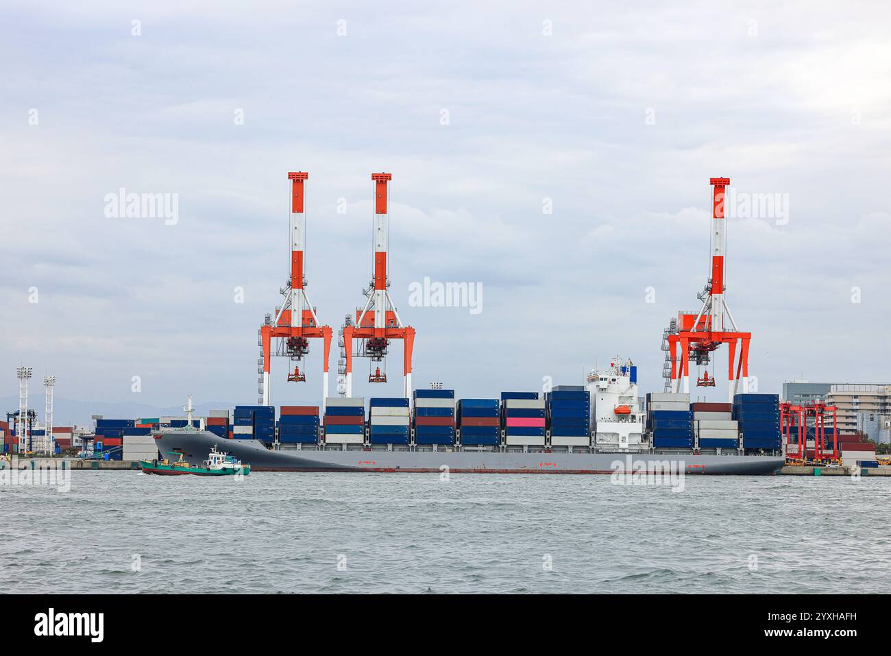 Container port at Osaka Japan, container crane at Industrial port for ...