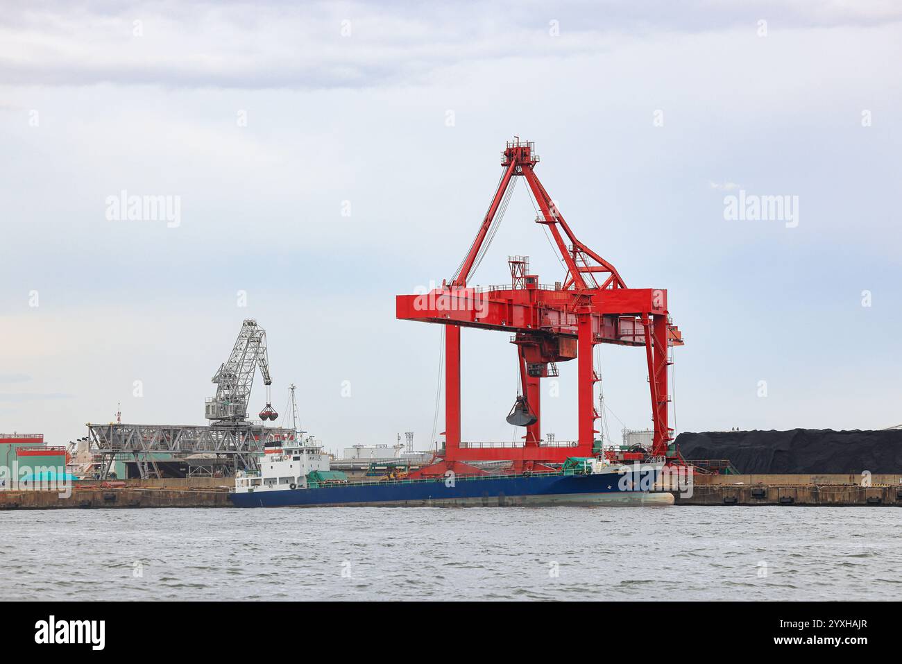 Container port at Osaka Japan, container crane at Industrial port for ...