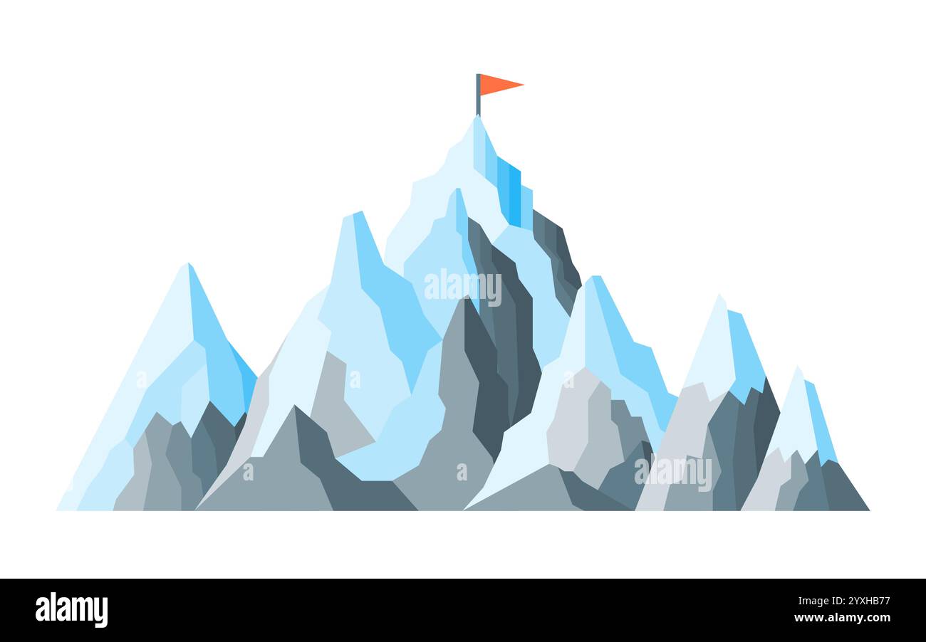 Mountain peaks in flat style featuring sharp edges, jagged shapes ...