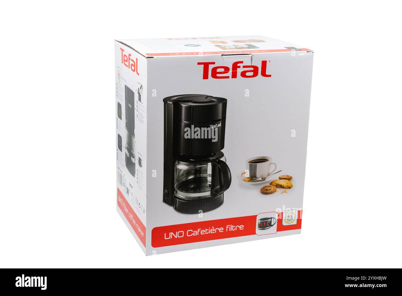 Germany Berlin December 16, 2024. Black coffee maker with glass carafe ...