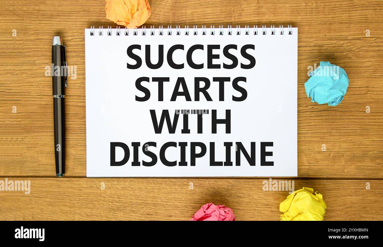 Success starts with discipline symbol. Concept words Success starts with discipline on beautiful ...