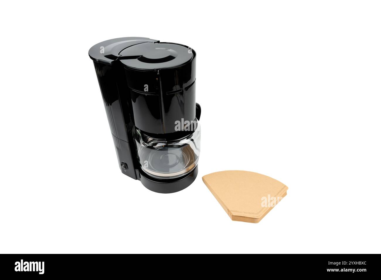 Coffee maker with paper filter on a white background. The coffee maker ...