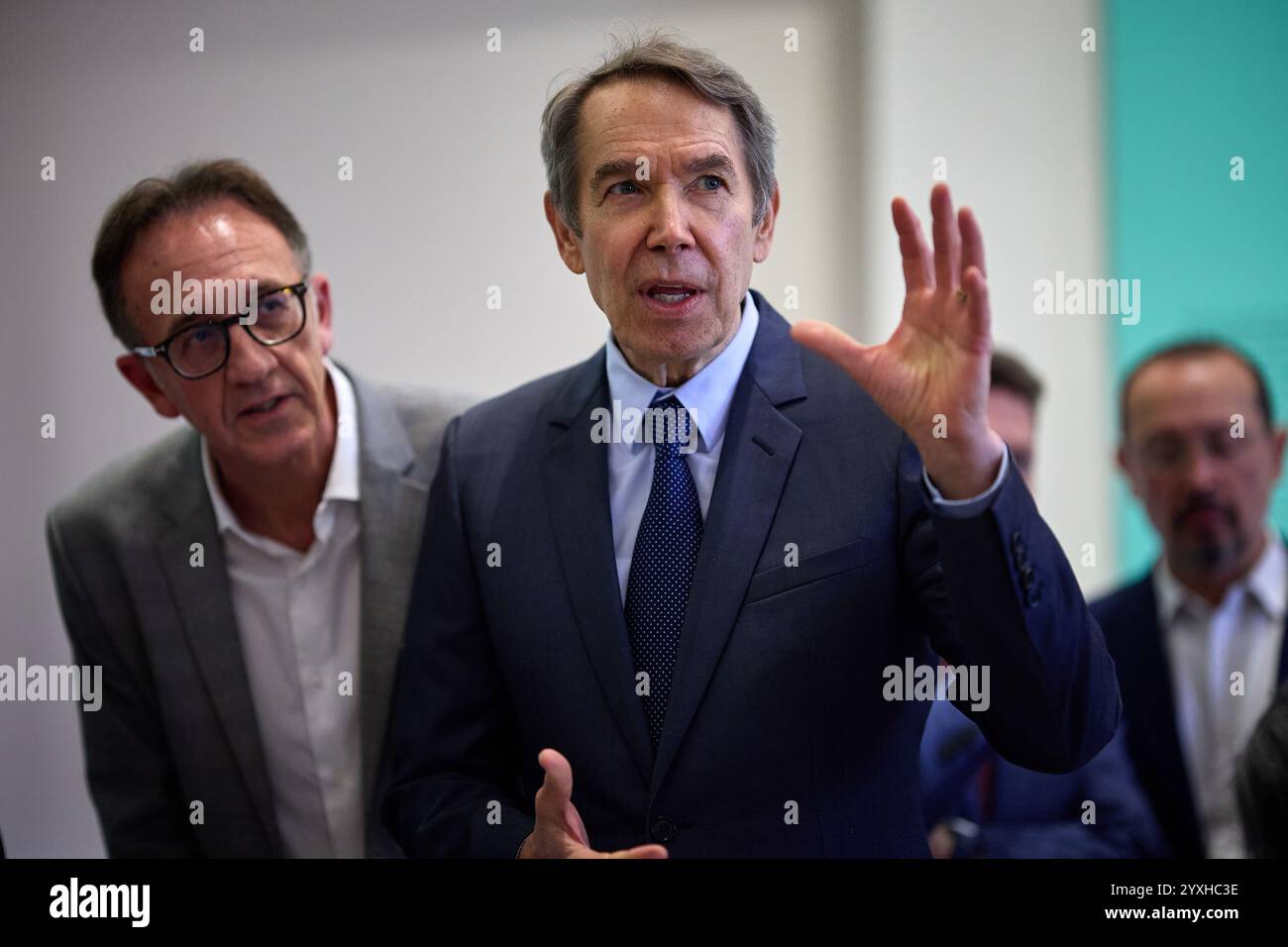 American sculptor, businessman, and painter Jeff Koons explains one of ...