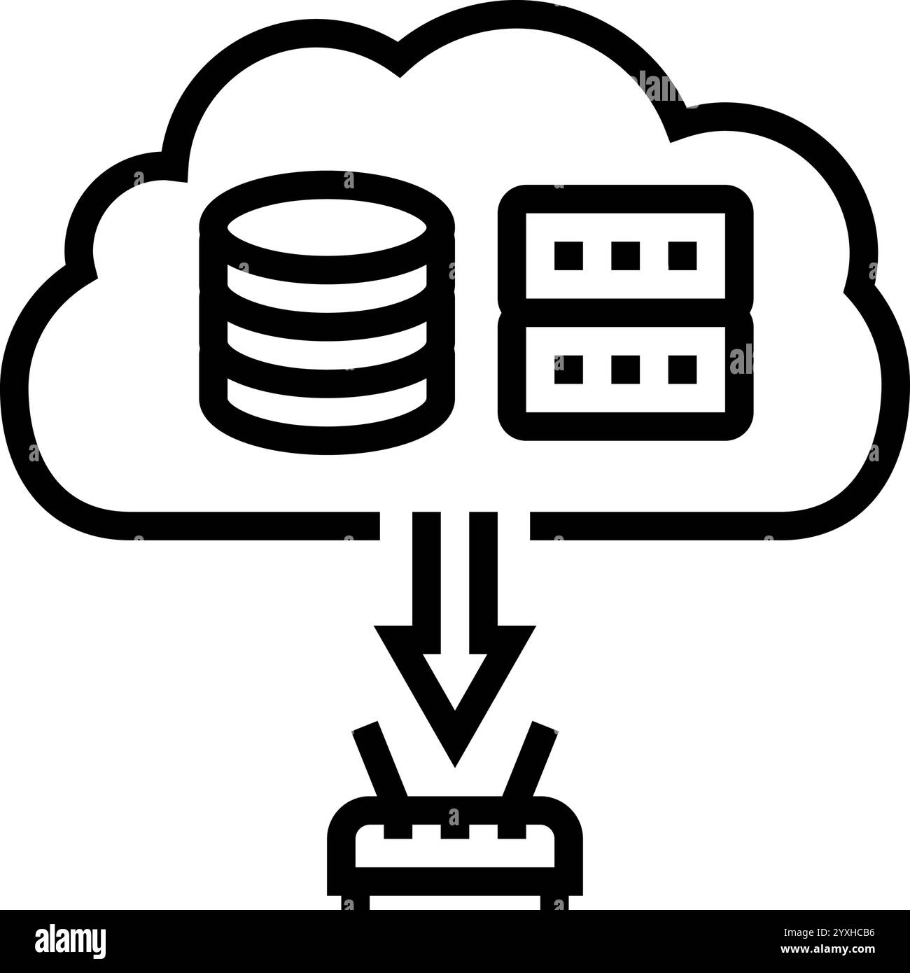 cloud infrastructure data center line icon vector illustration Stock ...