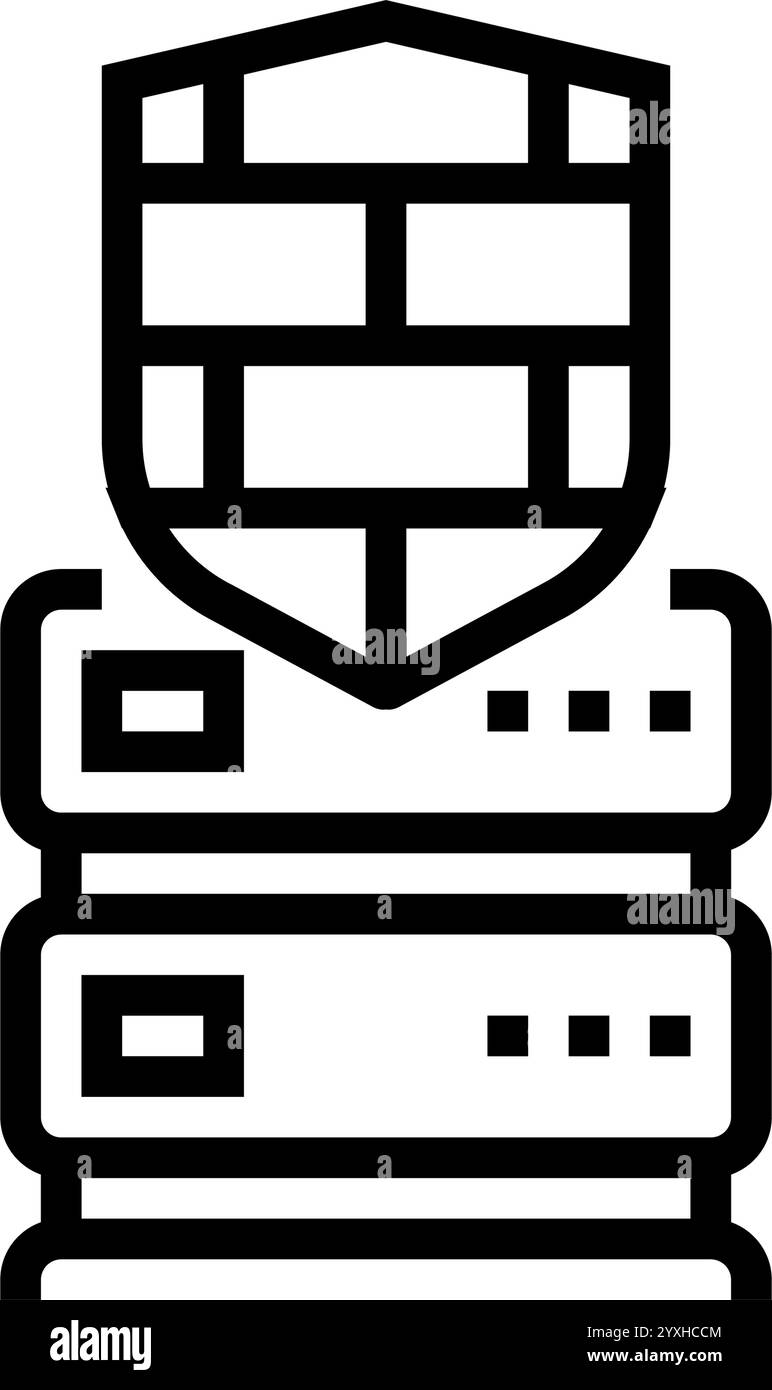 security firewall data center line icon vector illustration Stock ...