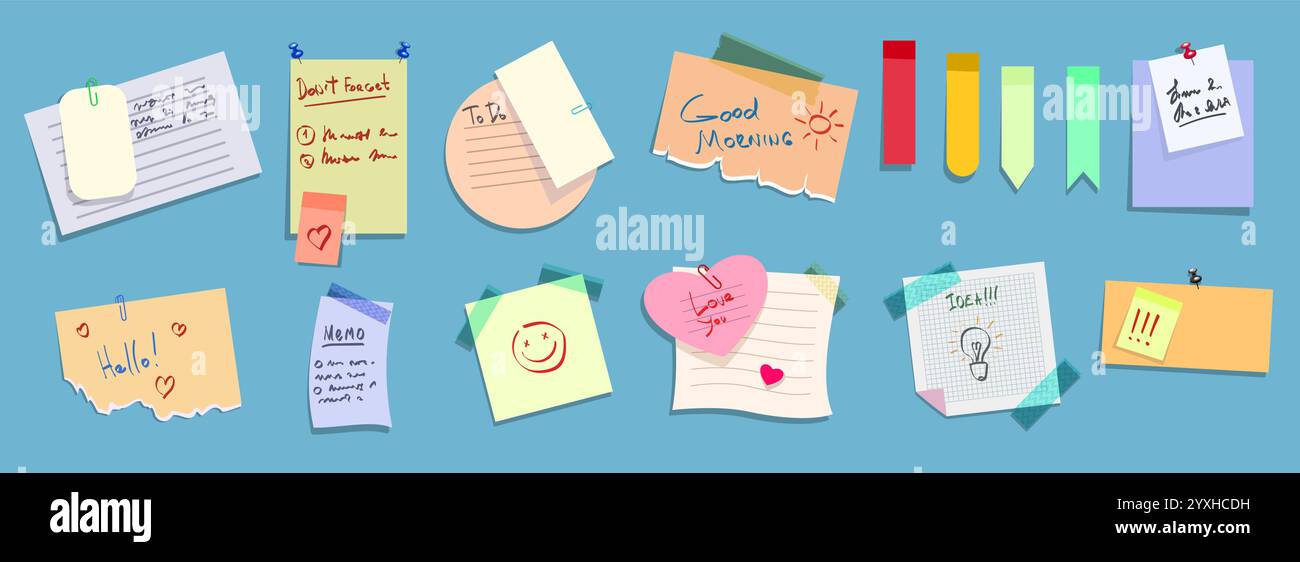 Cartoon notes sticker set Stock Vector Image & Art - Alamy