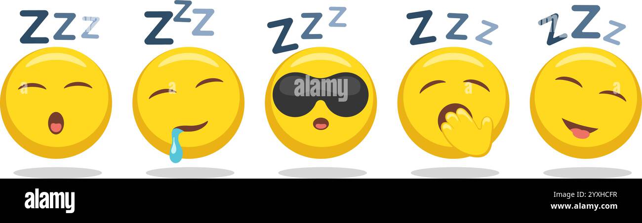Sleeping emoji faces Stock Vector Image & Art - Alamy