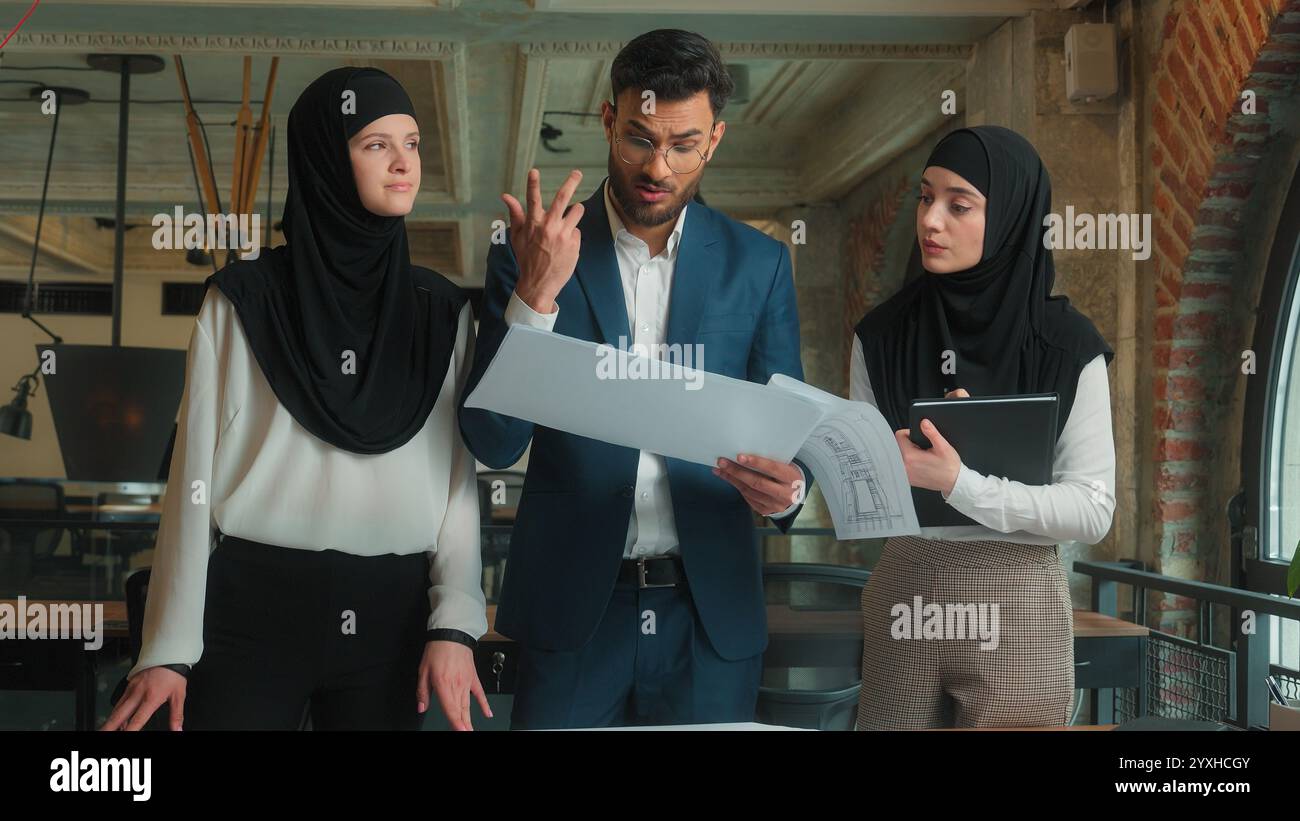 Arabian muslim man women in hijab architects engineers contractors ...