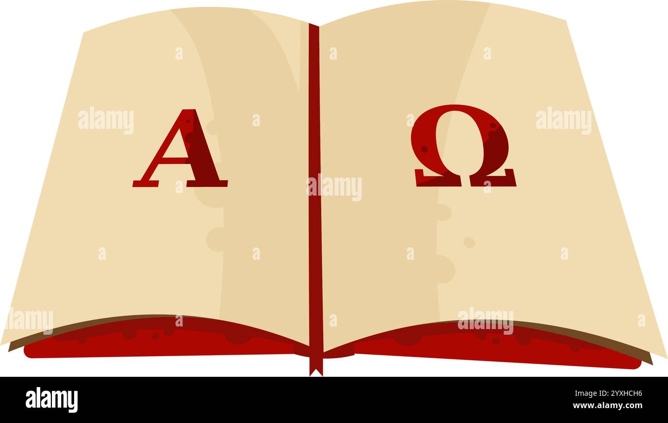 bible, open book with alpha and omega signs Stock Vector Image & Art ...
