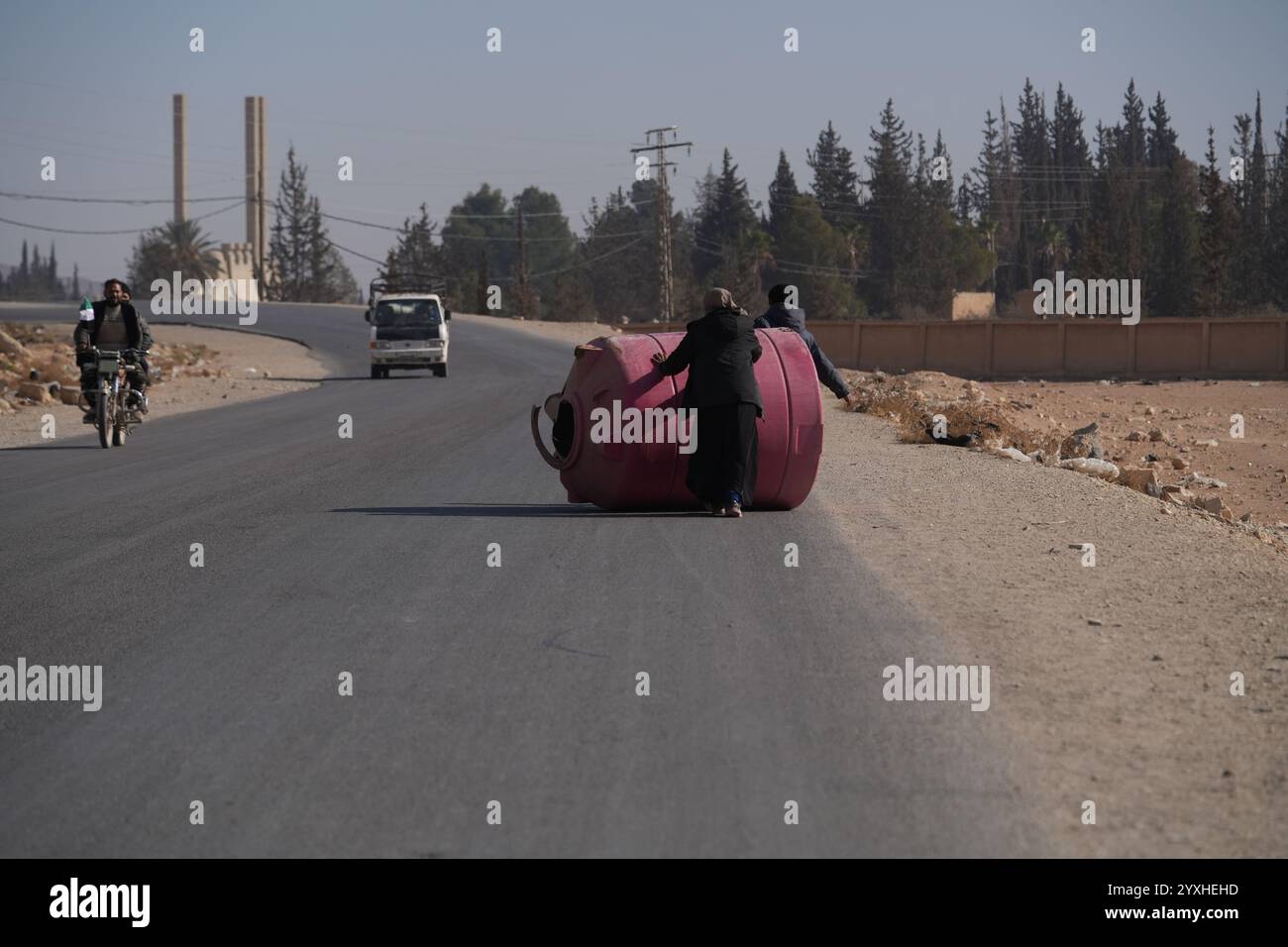 A situation in the streets of Damascus, Syria, after overthrow of the ...
