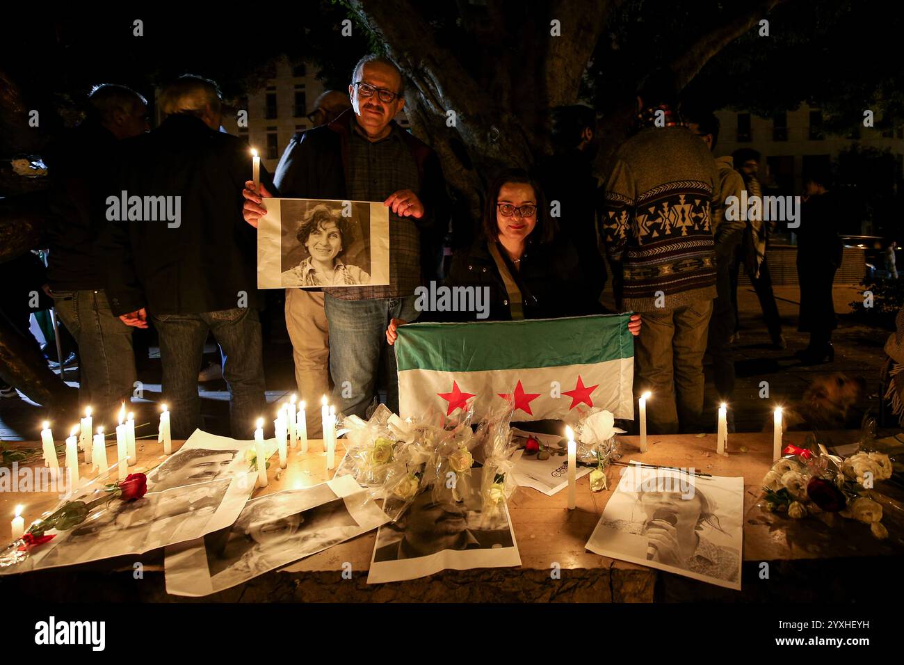 Beirut, Beirut, Lebanon. 16th Dec, 2024. A Syrian couple lit candles ...