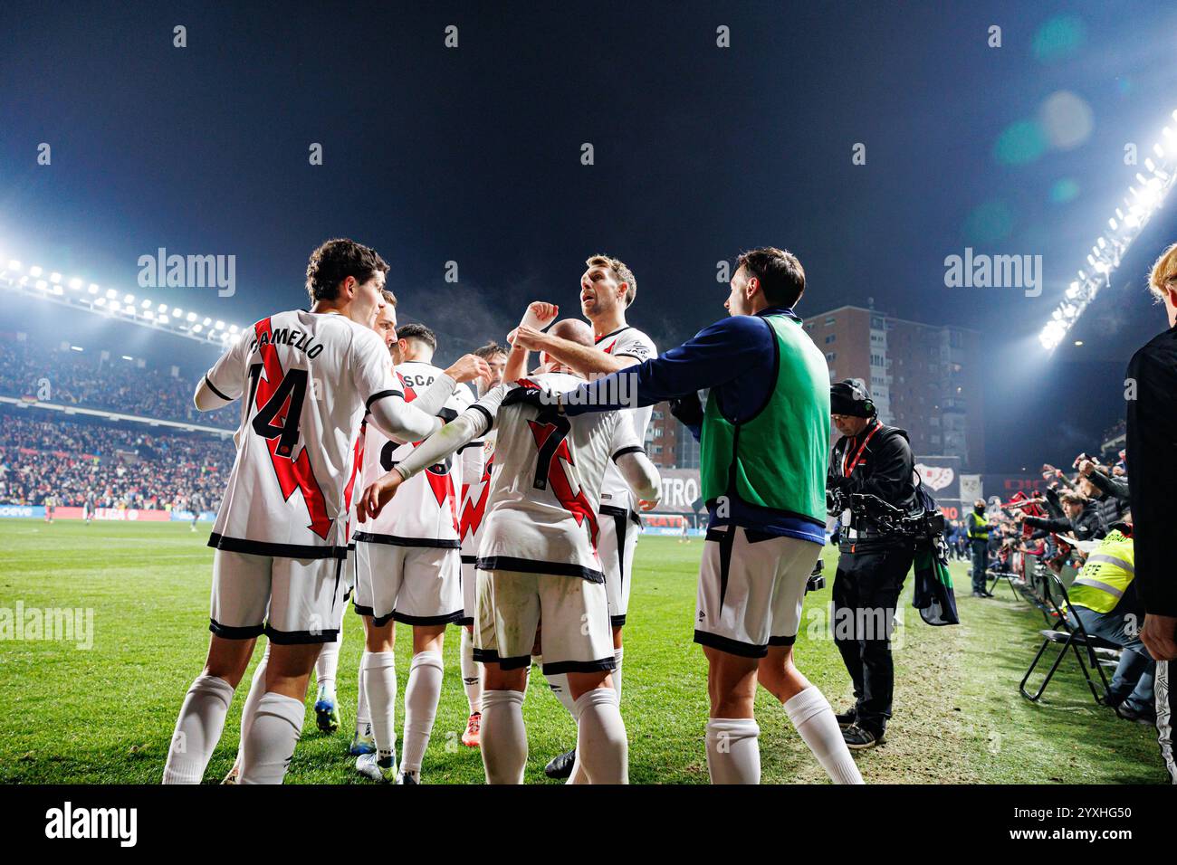 Players of Rayo seen celebrating after goal scored by Isi Palazon ...