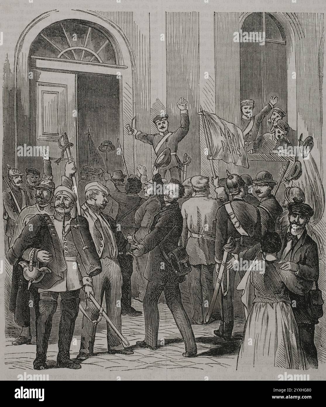 Franco-Prussian War (1870-1871). Pro-war demonstration in Berlin as the ...