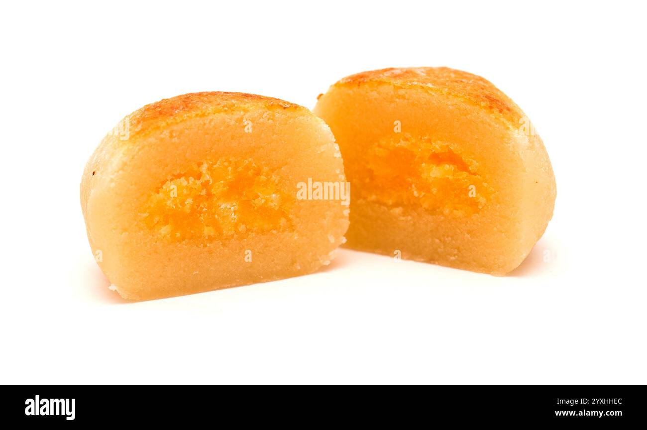 Pastel de yema, candied yolk covered in marzipan, one of many Spanish ...