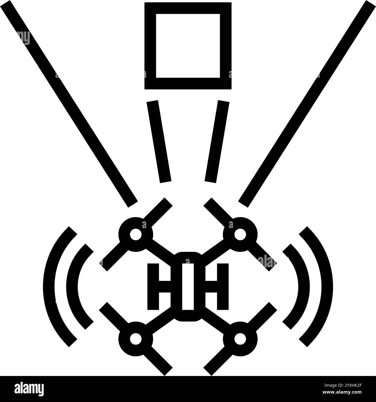 obstacle detection aerial vehicle line icon vector illustration Stock ...