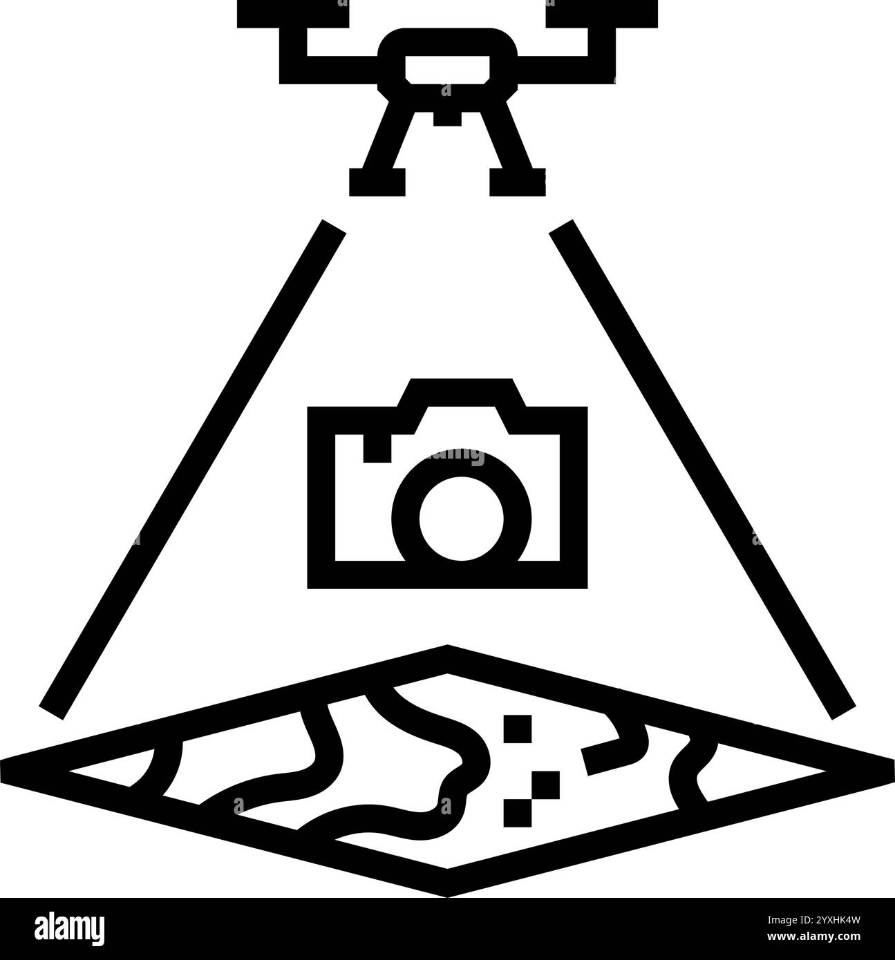 aerial photography unmanned vehicle line icon vector illustration Stock ...