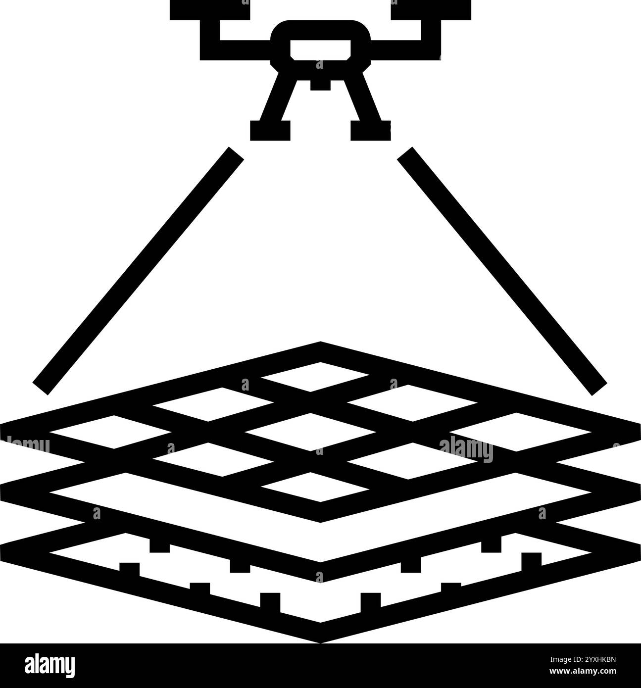 surveying tool unmanned aerial vehicle line icon vector illustration ...