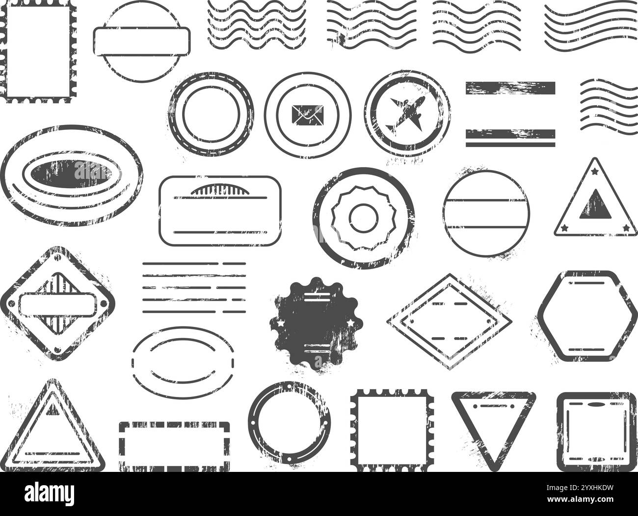 Empty postal stamps. Blank grunge stamp for post delivery, letters ...