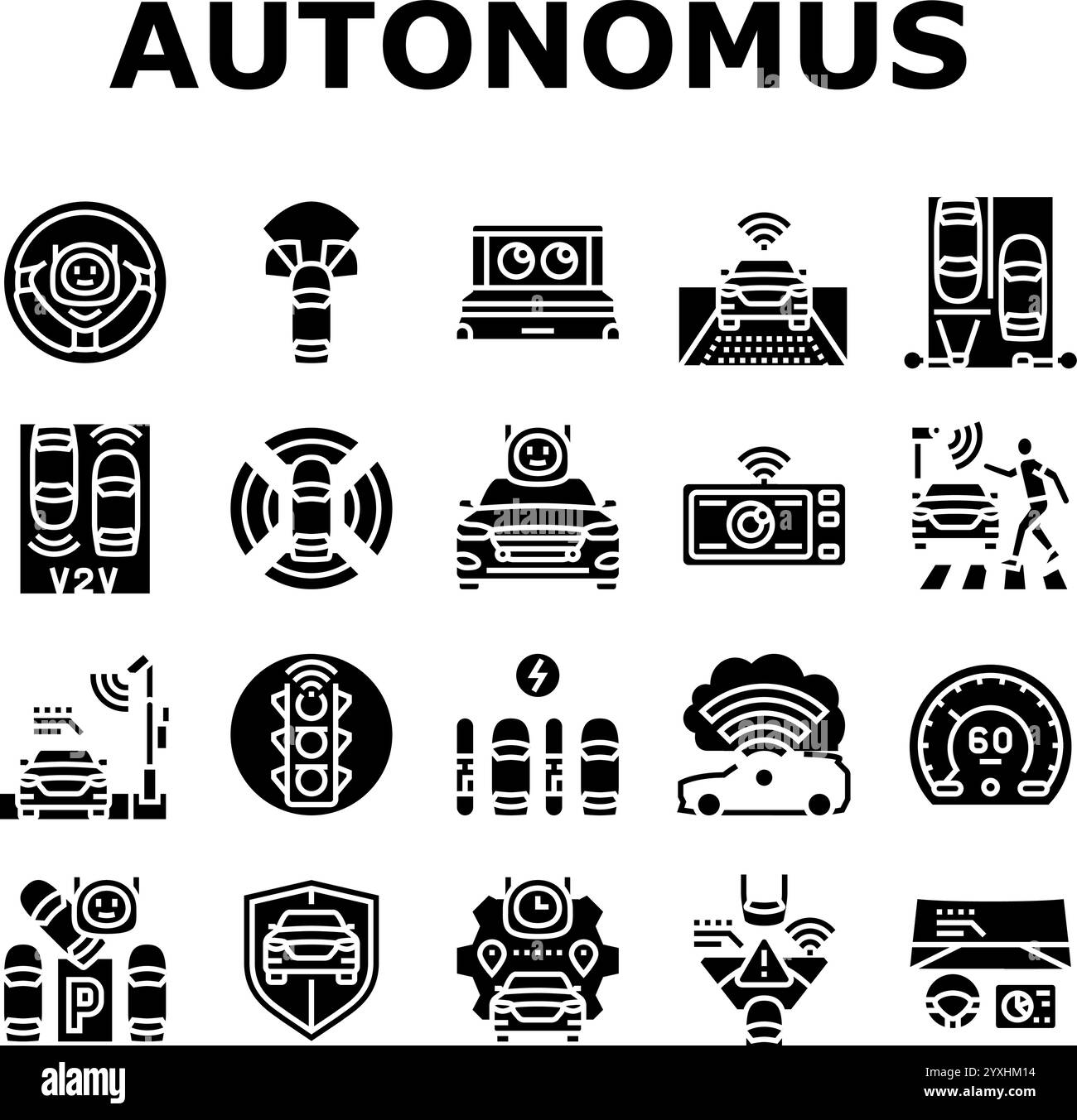 Autonomous Vehicle Self Driving Icons Set Vector Stock Vector Image And Art Alamy