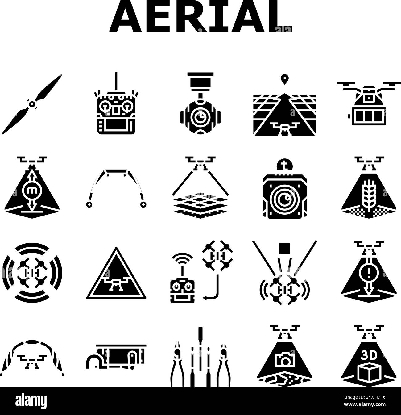 unmanned aerial vehicle drone uav icons set vector Stock Vector Image ...