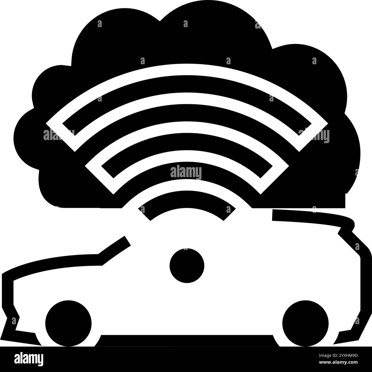 cloud connected car autonomous vehicle glyph icon vector illustration ...