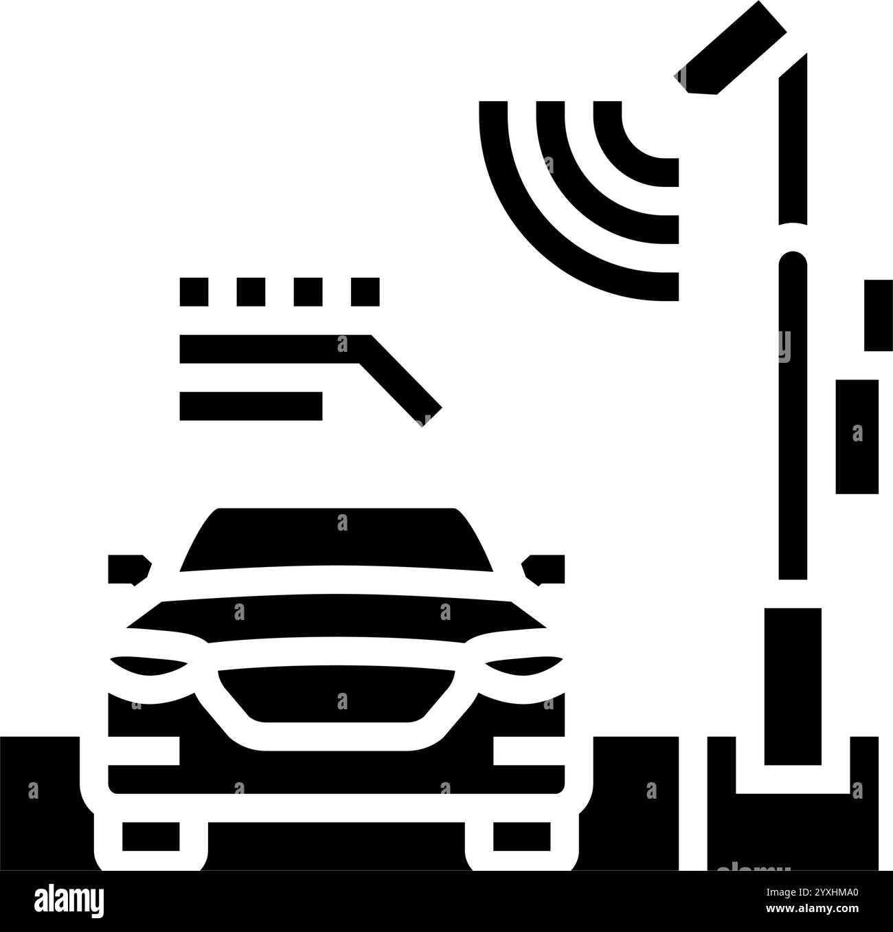 highway with sensors autonomous vehicle glyph icon vector illustration ...