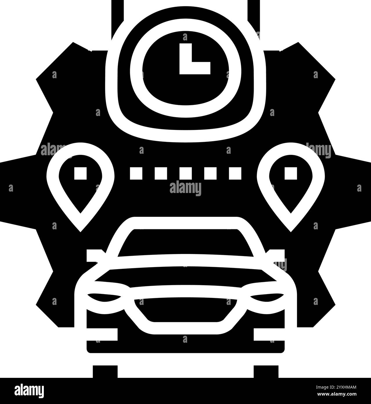 route optimization autonomous vehicle glyph icon vector illustration ...