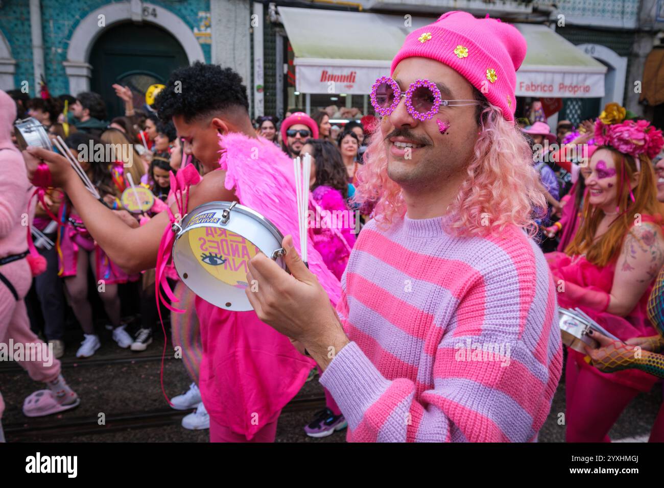 Carnival parade in streets of Lisbon by artistic collective Clandestine ...