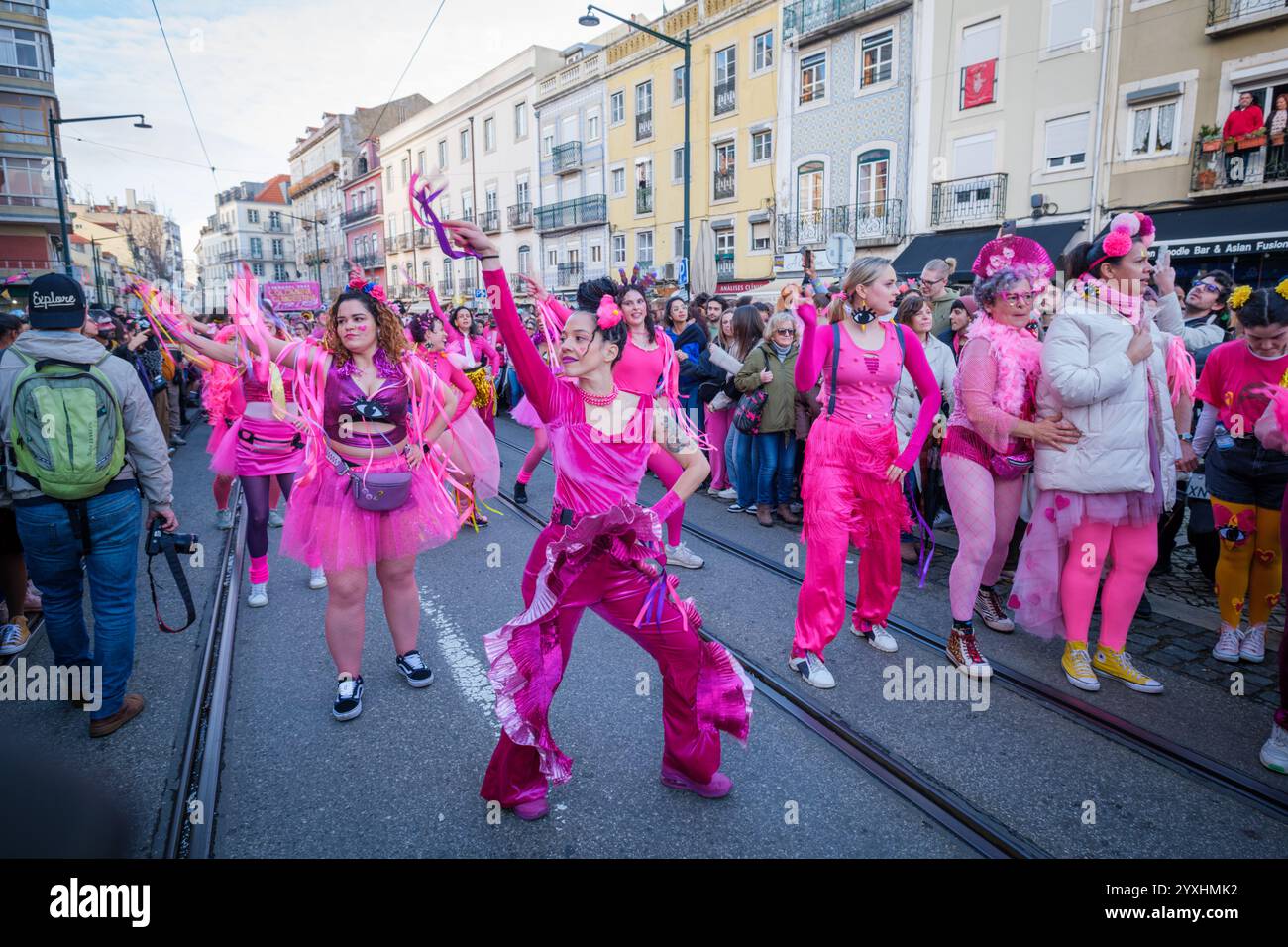 Carnival parade in streets of Lisbon by artistic collective Clandestine ...