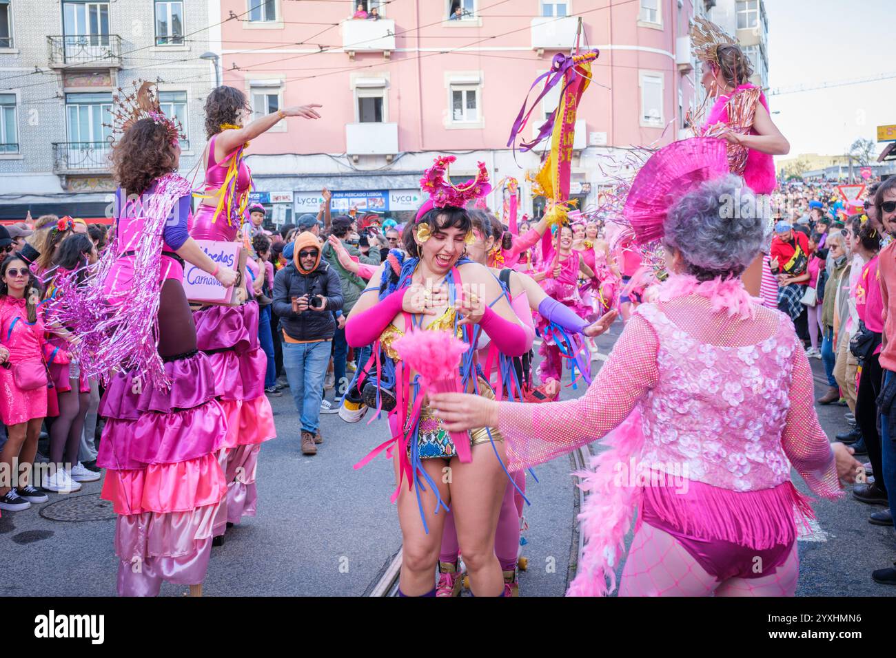 Carnival parade in streets of Lisbon by artistic collective Clandestine ...