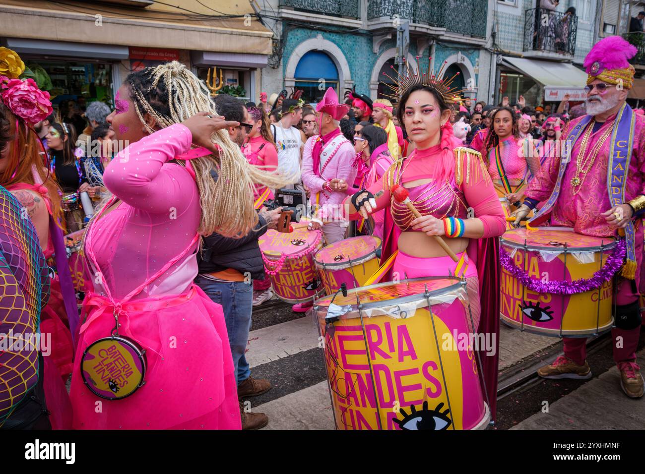 Carnival parade in streets of Lisbon by artistic collective Clandestine ...