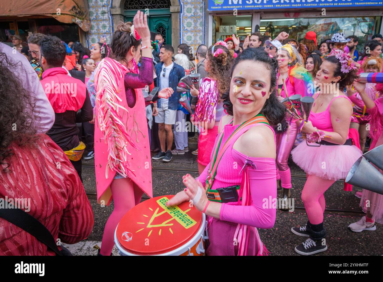 Carnival parade in streets of Lisbon by artistic collective Clandestine ...