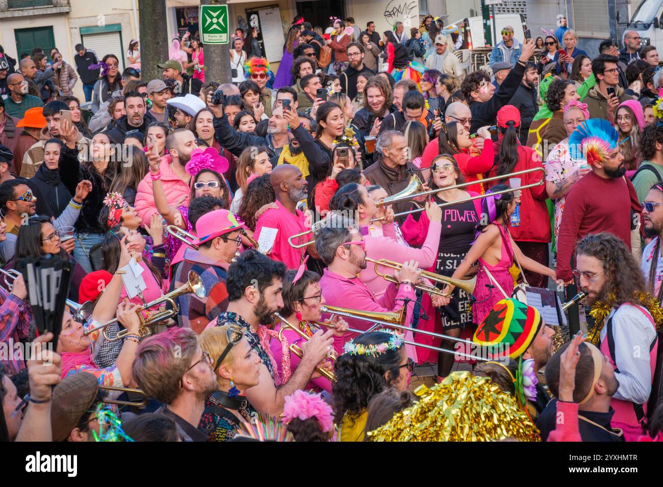 Carnival parade in streets of Lisbon by artistic collective Clandestine ...
