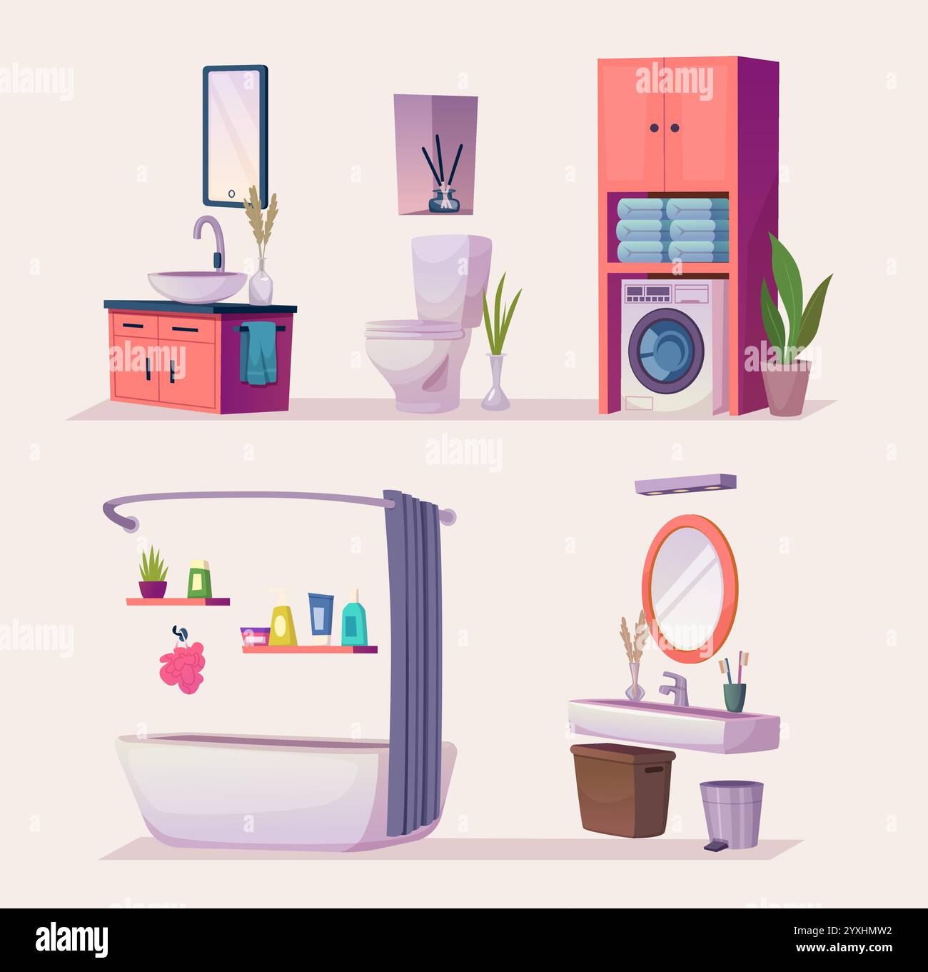 Bathroom interior. Cozy modern background of home toilets room and ...