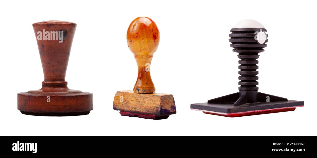 Different old stamps set objects isolated on white background vintage ...