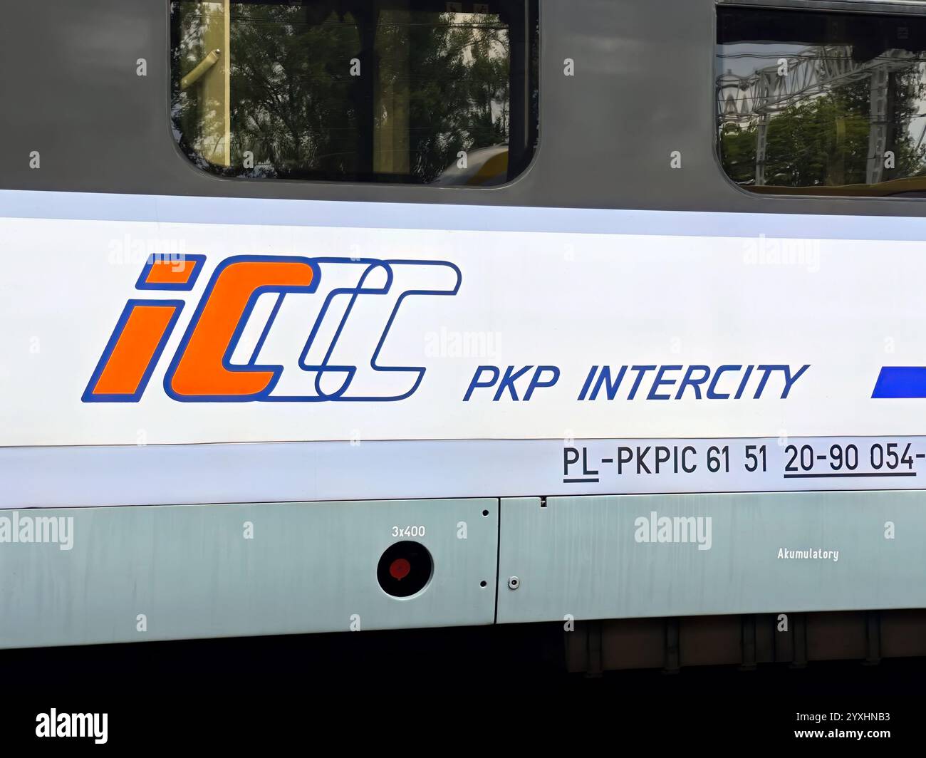 Intercity ICCC Polish train logo and side view, modern railway ...