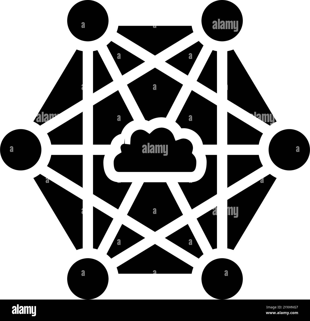 network nodes cloud computing glyph icon vector illustration Stock ...