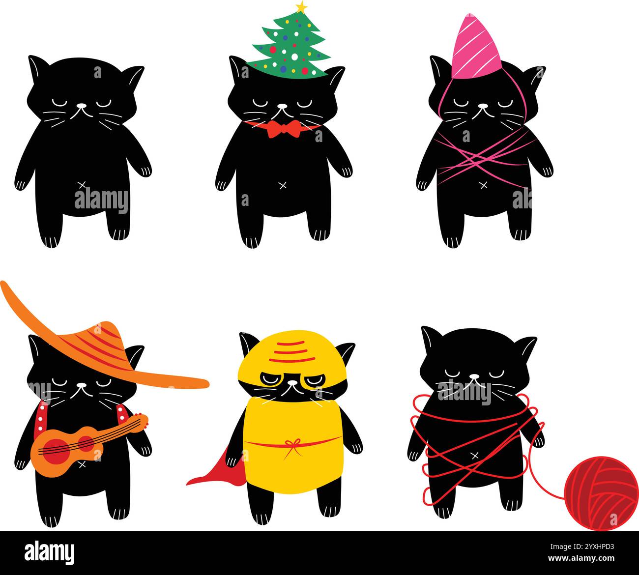 Set of cute black cats Stock Vector Image & Art - Alamy