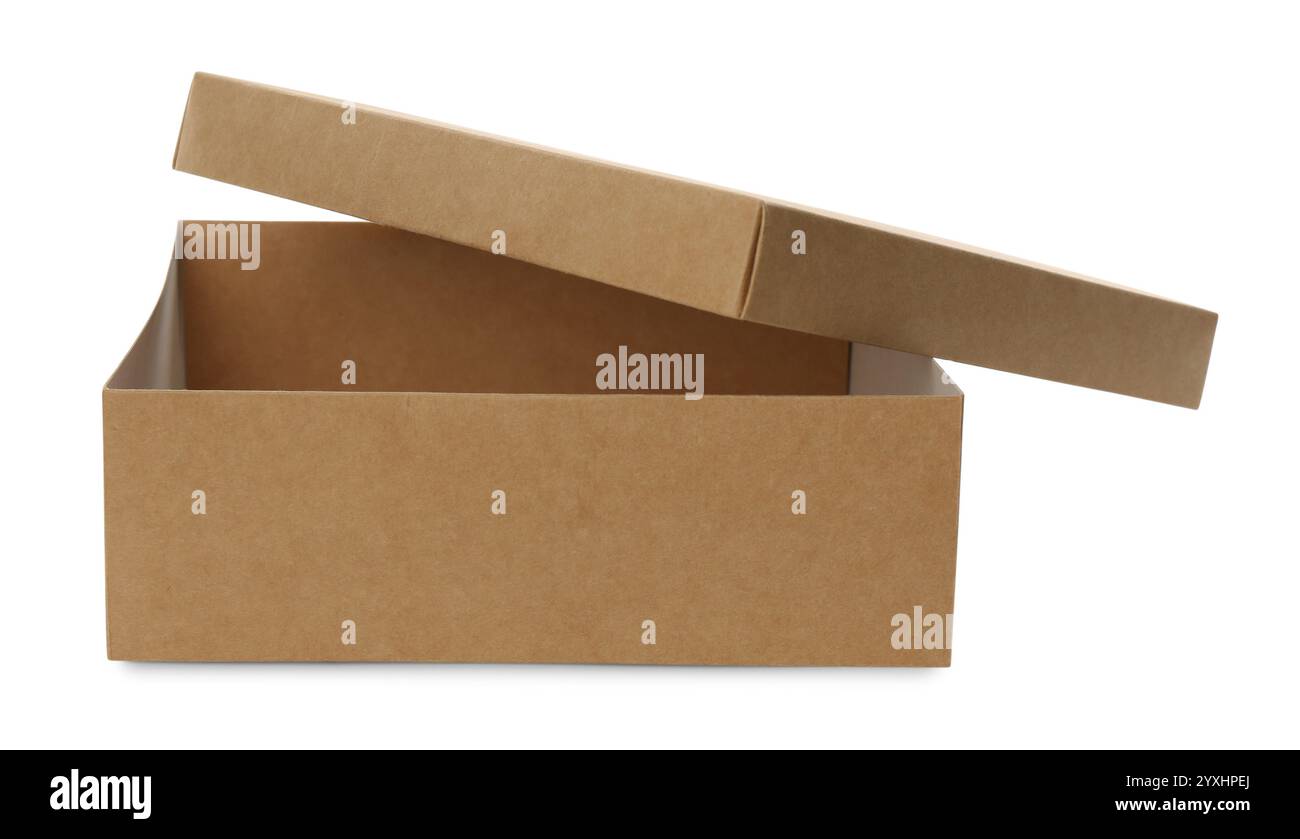 One open cardboard box isolated on white. Mockup for design Stock Photo ...