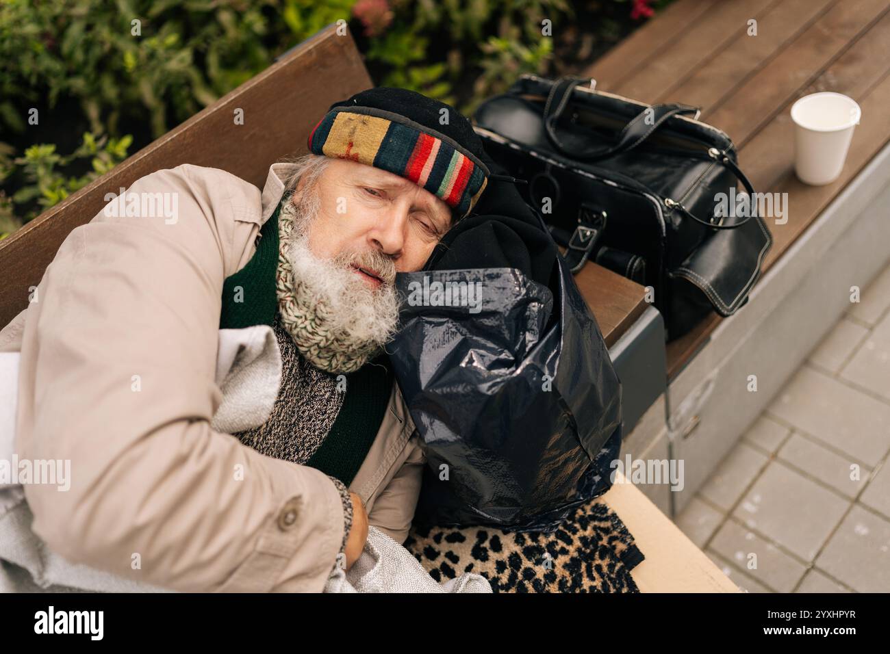 Elderly homeless male sleeping on hi-res stock photography and images ...