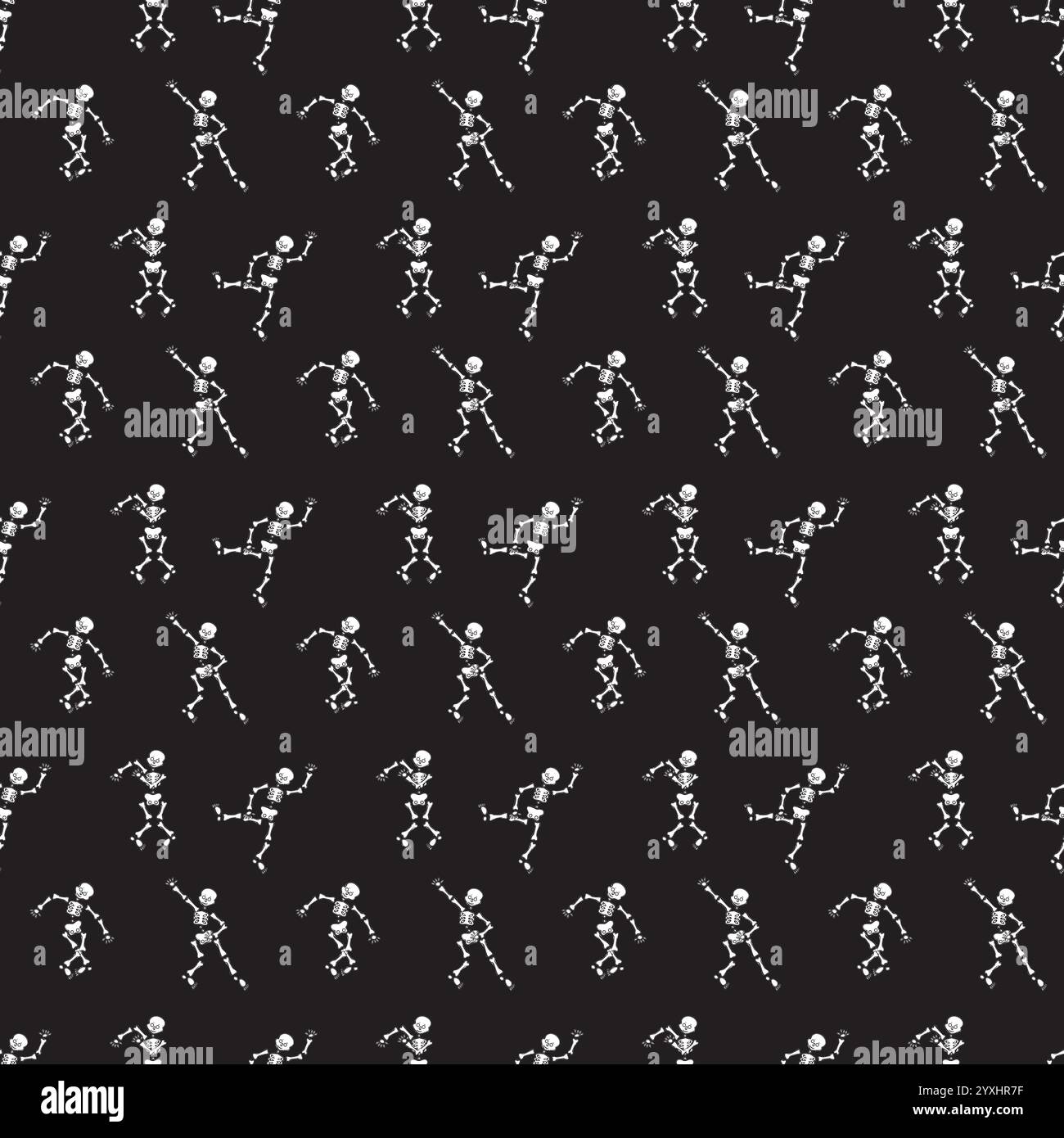 Dancing skeletons on a black background. Seamless pattern. Vector ...