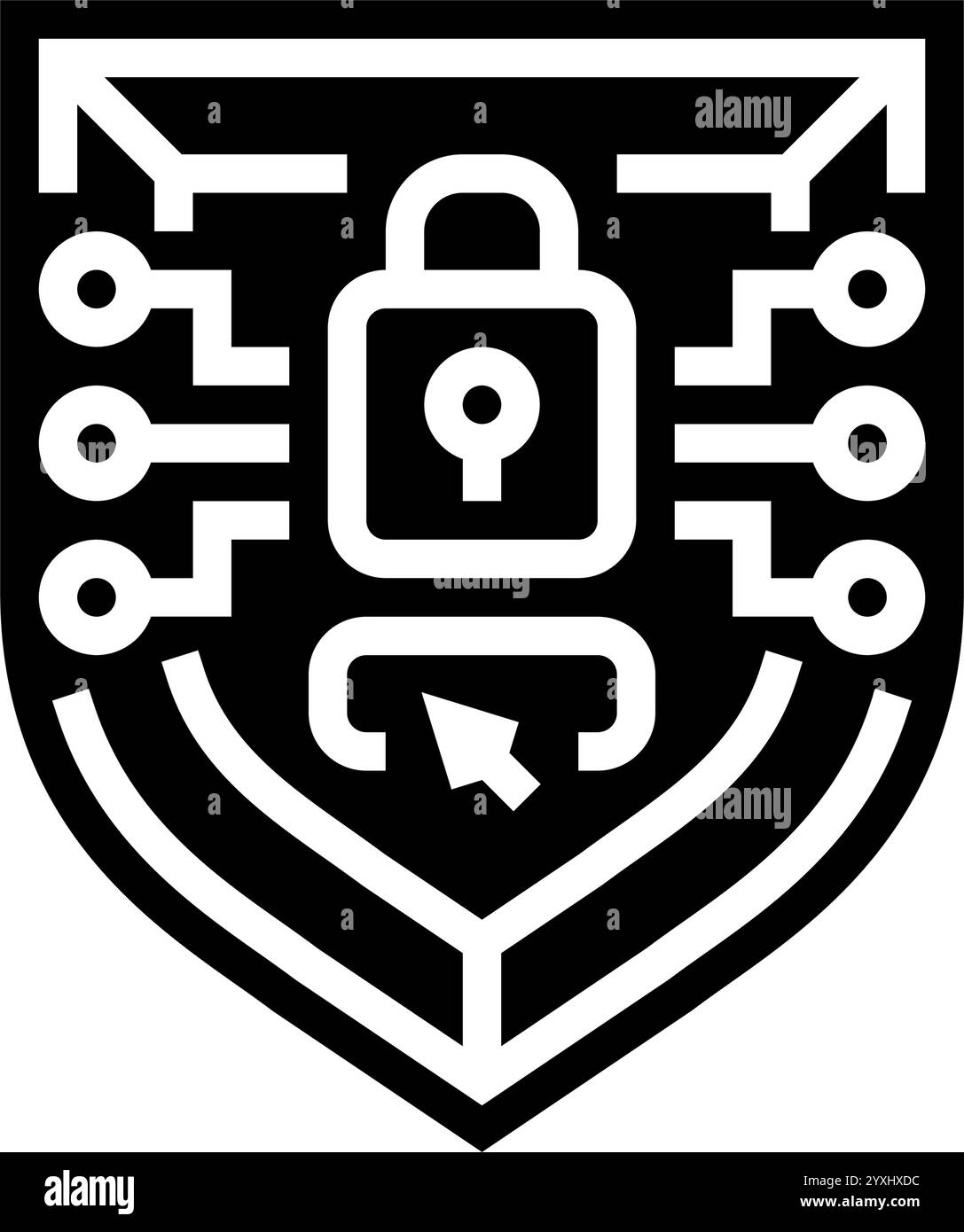 cybersecurity shield data center glyph icon vector illustration Stock ...