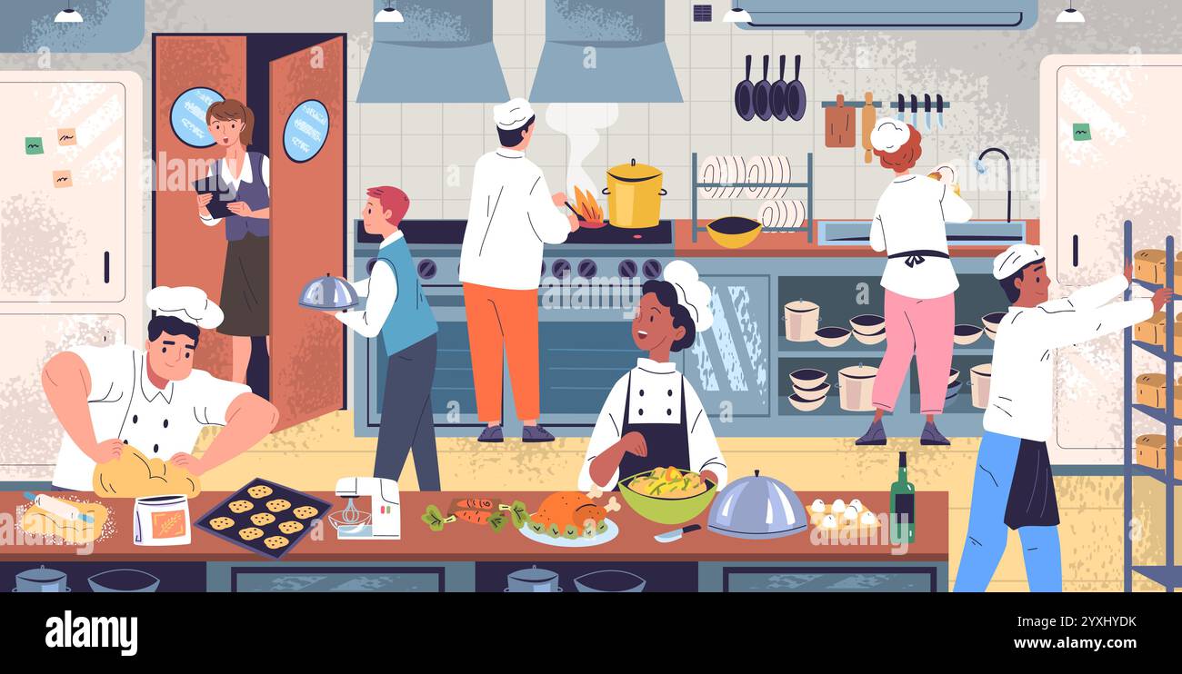 Restaurant kitchen staff. Commercial catering service professional cook ...