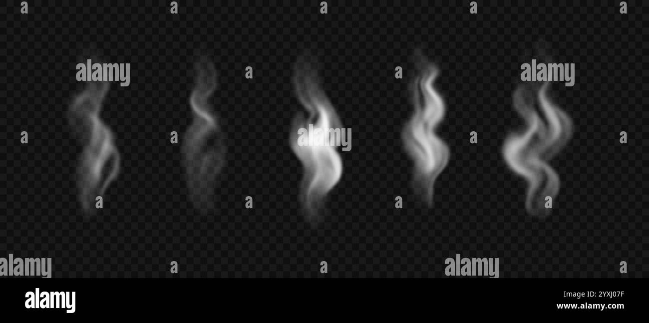 Realistic wavy steam or smoke on hot tea, coffee, food Stock Vector ...