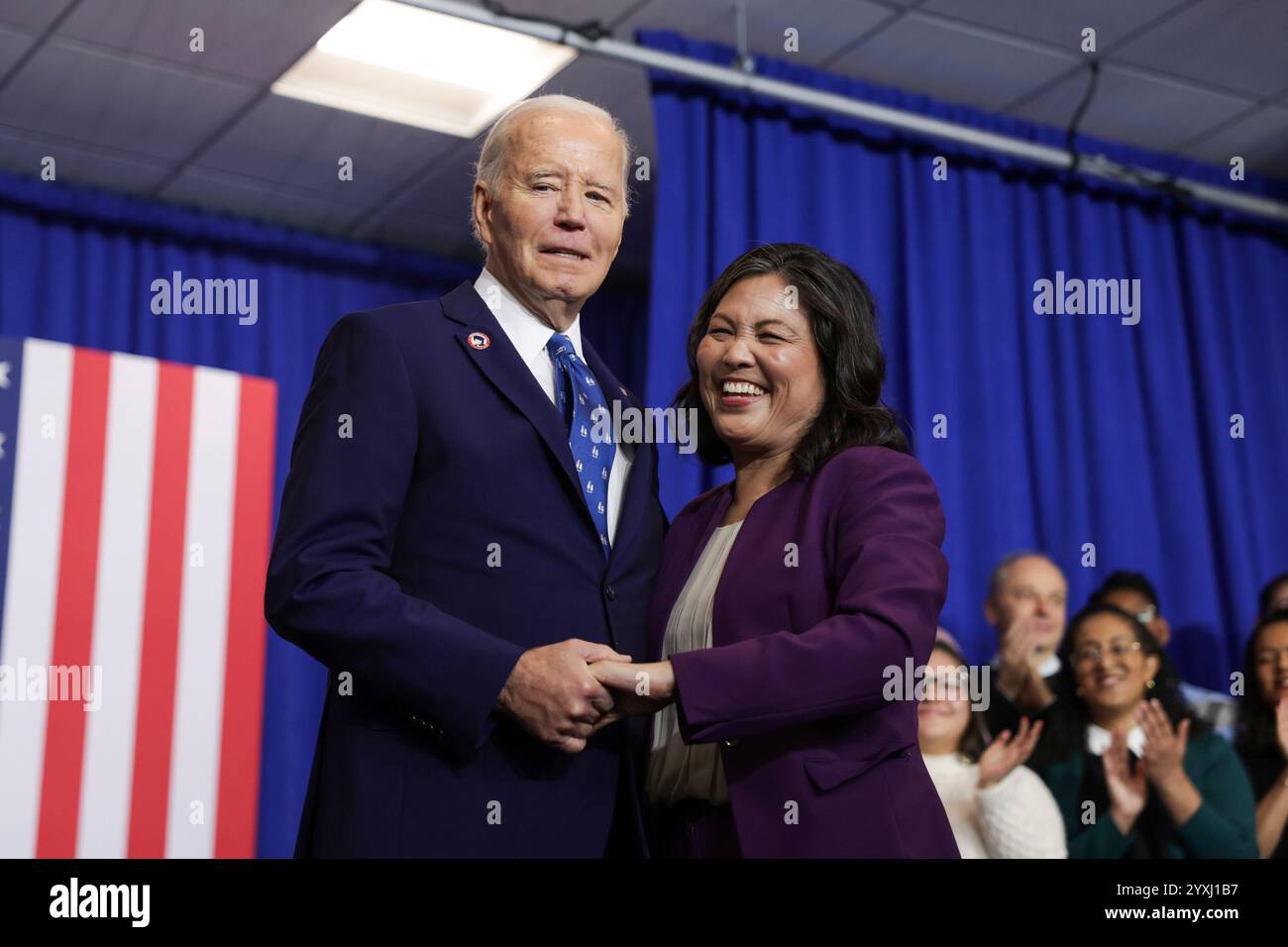 United States President Joe Biden is greeted by acting US Secretary of ...