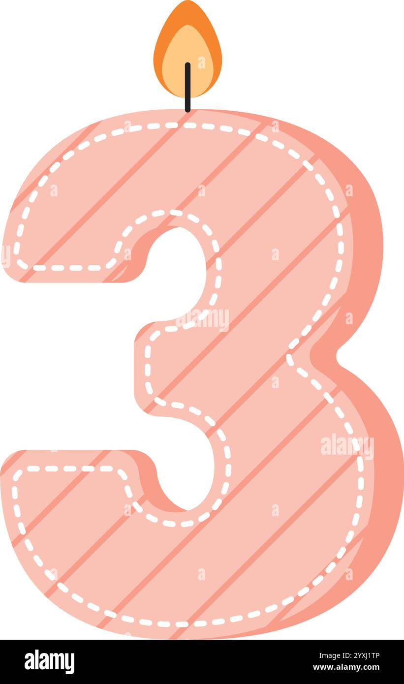 birthday candle number three Stock Vector Image & Art - Alamy