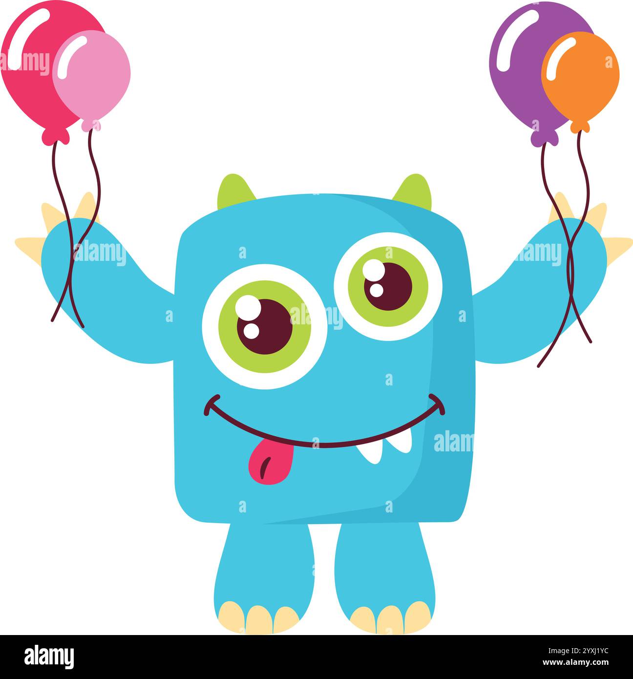 cute blue birthday monster cartoon Stock Vector Image & Art - Alamy