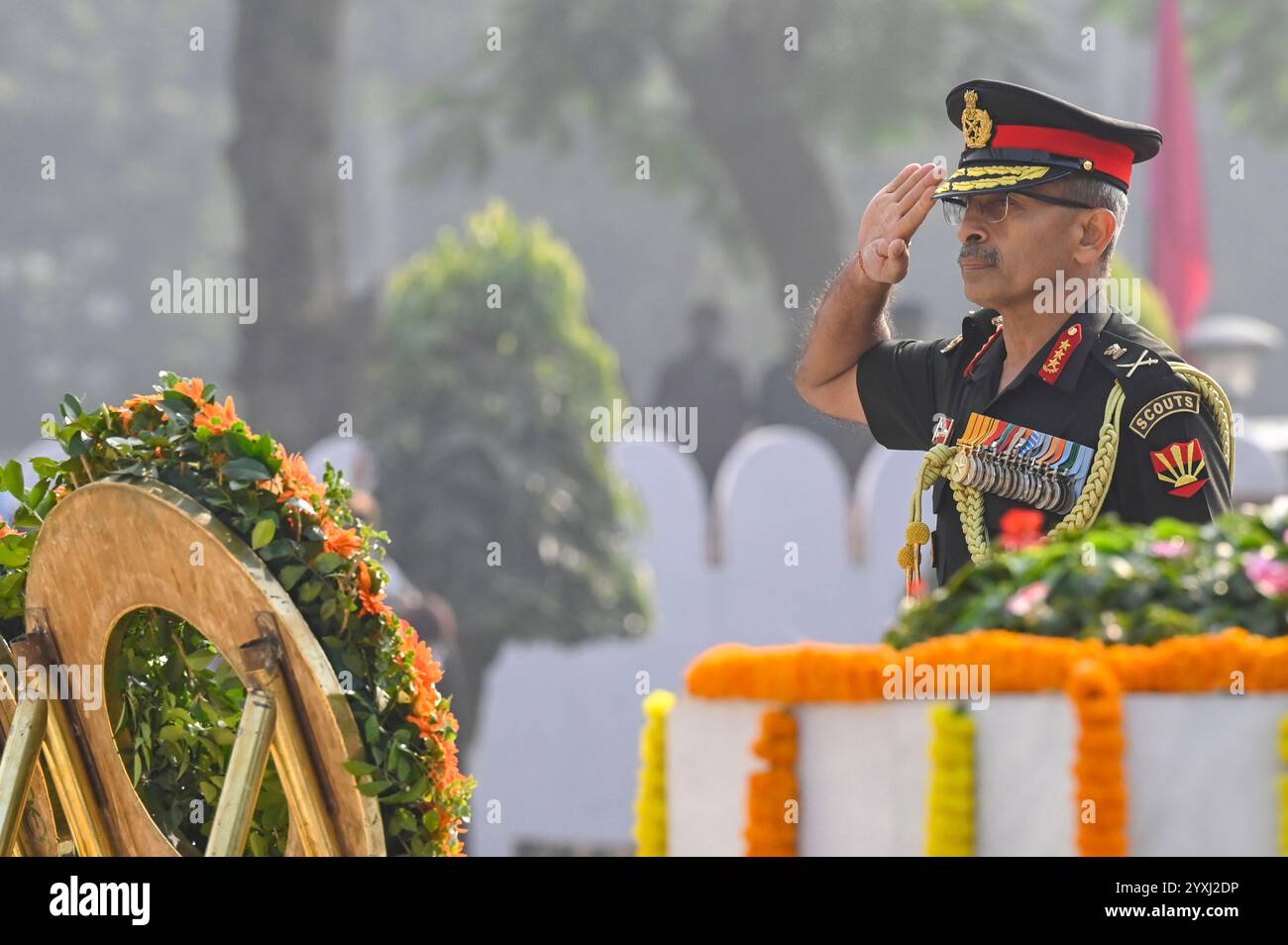 KOLKATA, INDIA - DECEMBER 16: GOC Eastern Command Lieutenant General Ram Chandra Tiwari pays ...