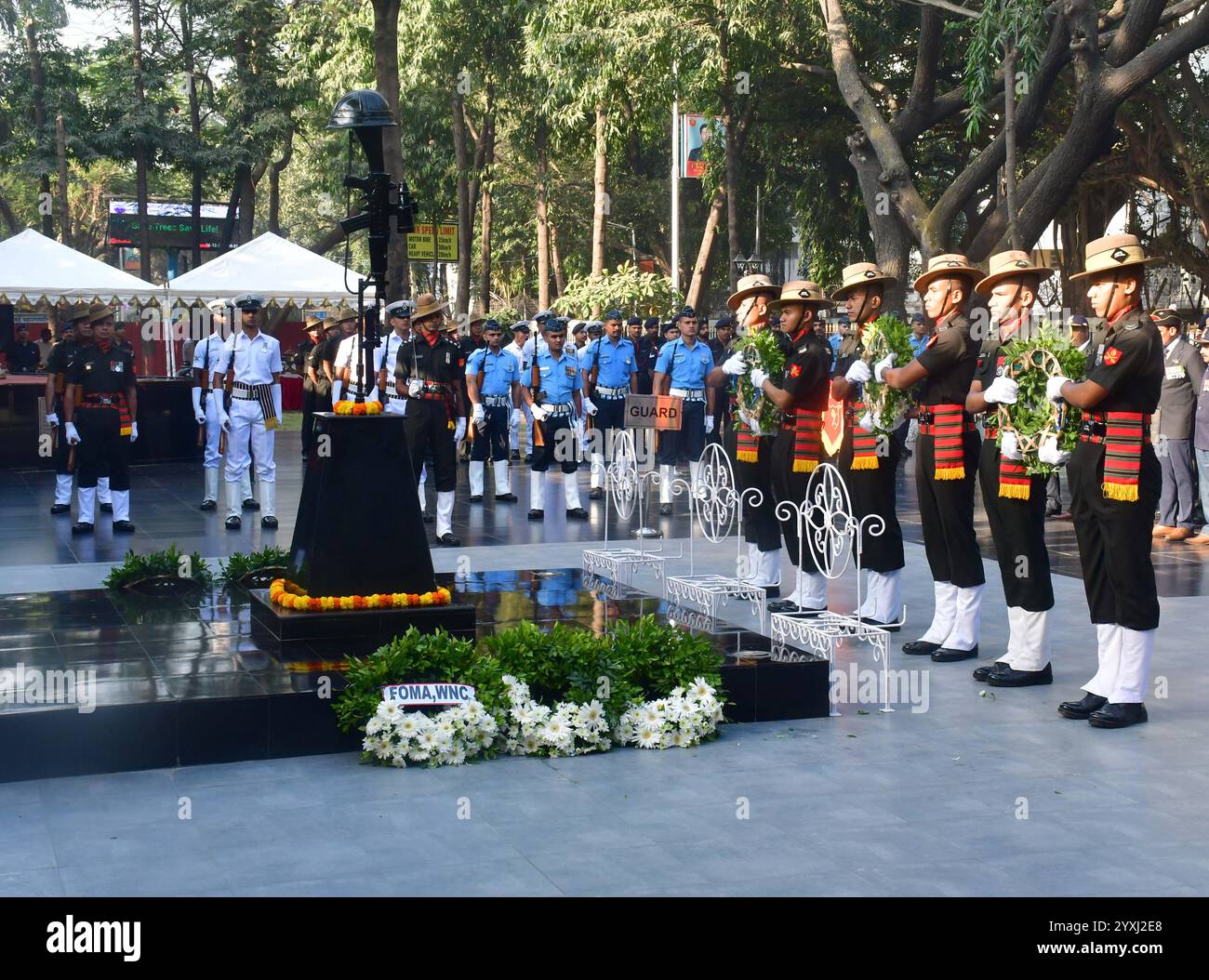 MUMBAI, INDIA - DECEMBER 16: Officers pay tribute at Shaheed Smarak on ...